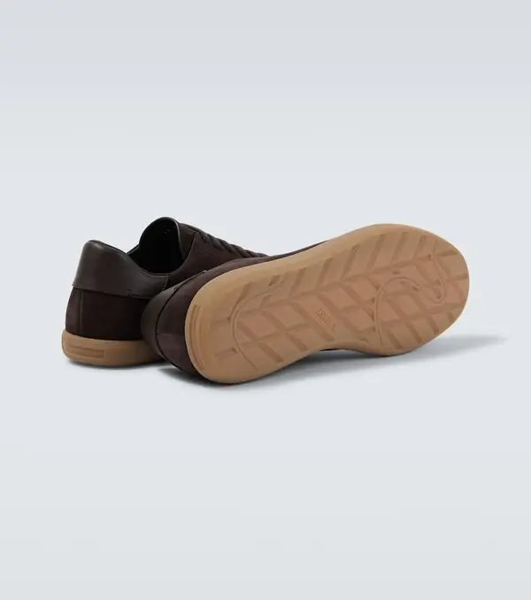 Zegna 232 Suede Lace-up Sneakers - Brown