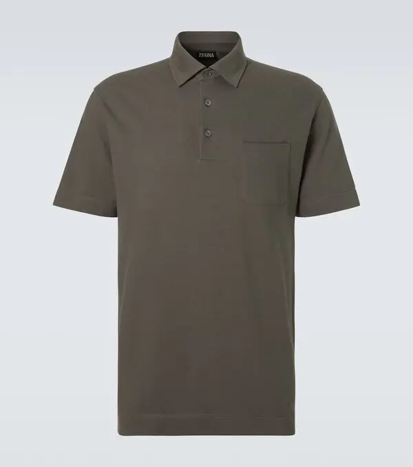 Zegna Cotton Pique Polo Shirt - Grey