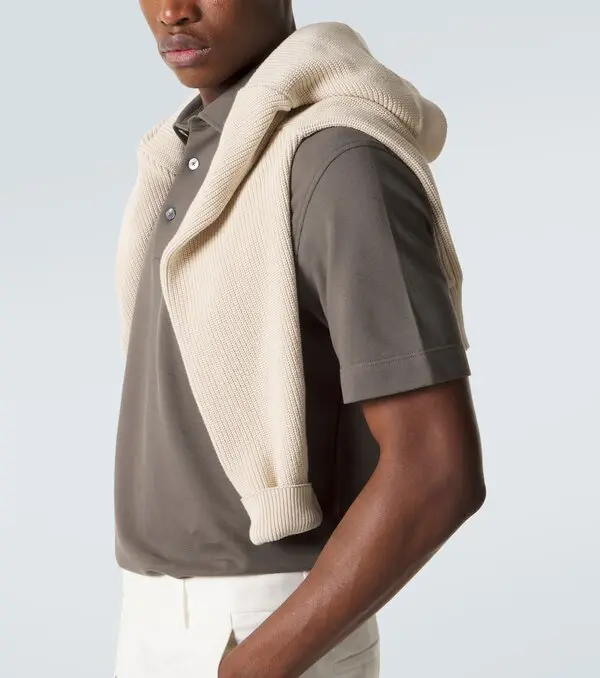 Zegna Cotton Pique Polo Shirt - Grey