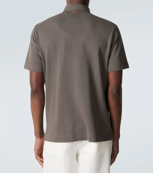 Zegna Cotton Pique Polo Shirt - Grey