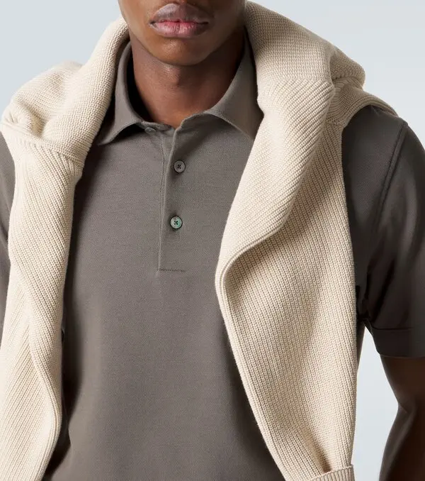 Zegna Cotton Pique Polo Shirt - Grey
