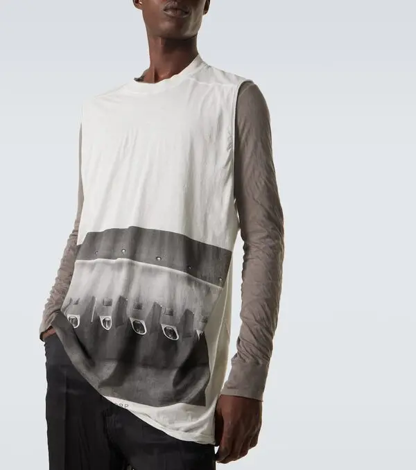 Rick Owens Jumbo Printed Cotton Jersey Tank Top