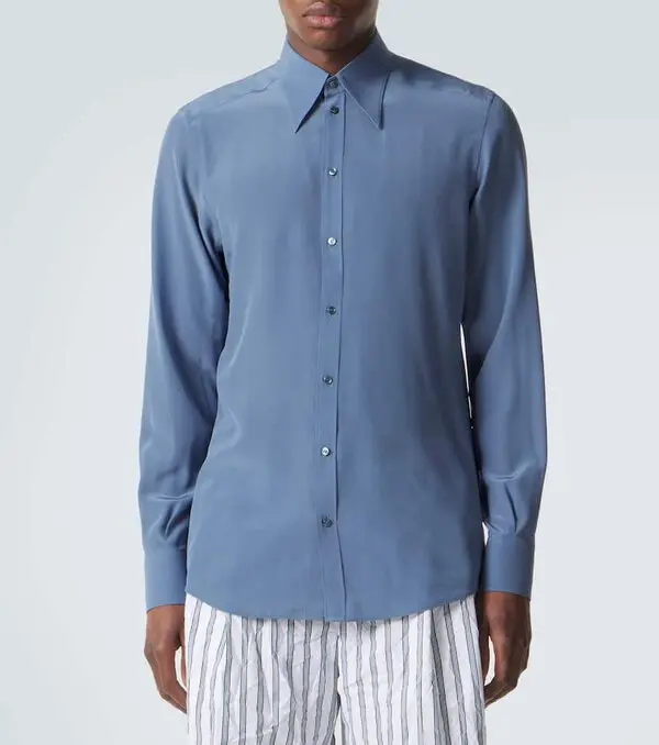 Dolce & Gabbana Silk Crepe De Chine Shirt - Blue