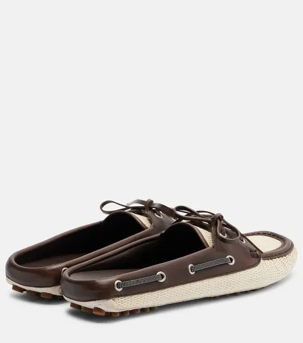 Brunello Cucinelli Monili Canvas Mules