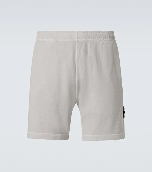 Stone Island Compass Cotton Fleece Shorts - Grey