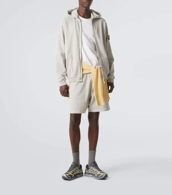 Stone Island Compass Cotton Fleece Shorts - Grey