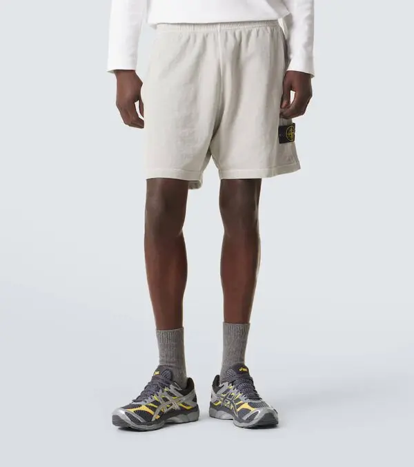 Stone Island Compass Cotton Fleece Shorts - Grey