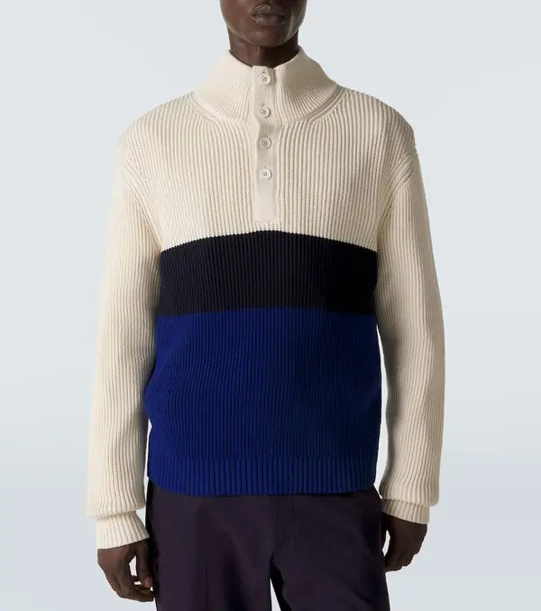 Dunhill Colorblocked Cotton And Silk Sweater