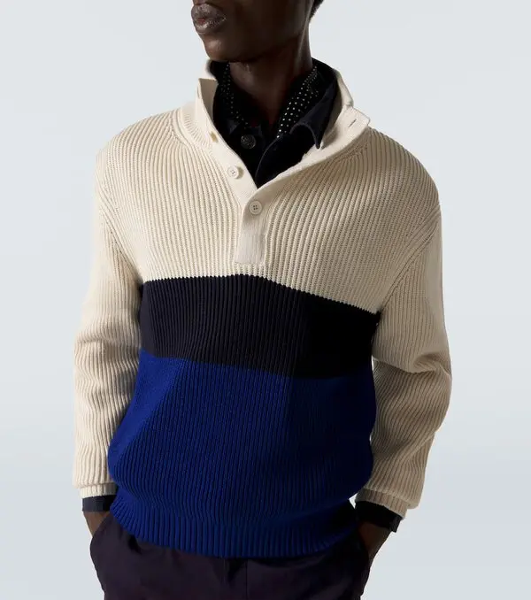 Dunhill Colorblocked Cotton And Silk Sweater