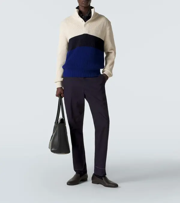 Dunhill Colorblocked Cotton And Silk Sweater