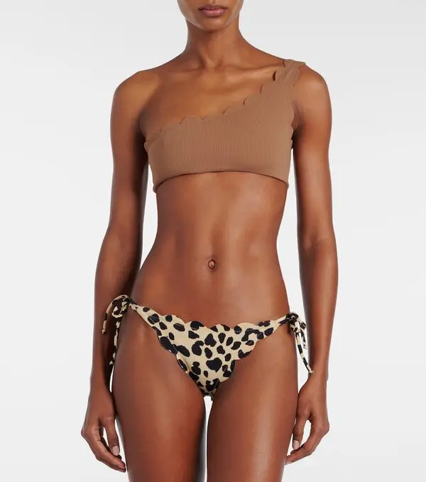 Marysia Tie Side Scalloped Bikini Bottoms In Cheetah Print