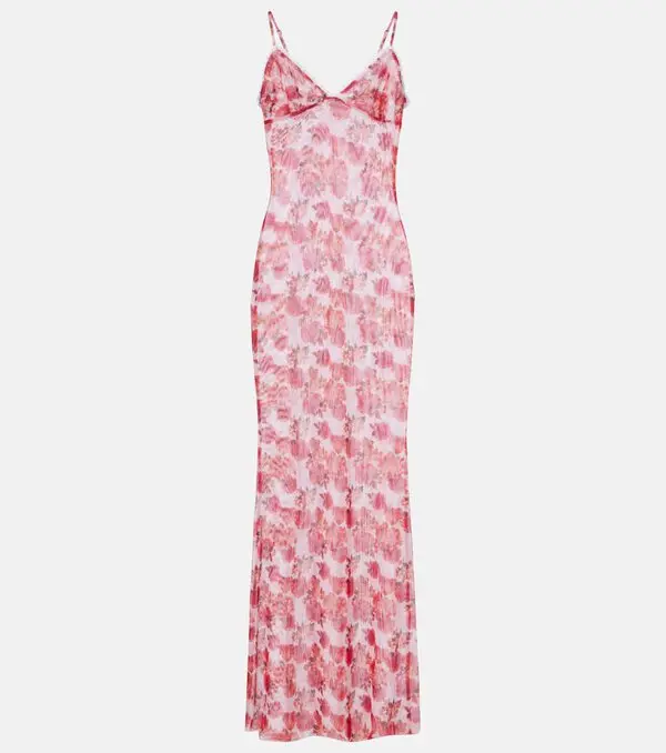BANANHOT Solay Floral Lace-trimmed Maxi Dress - Red
