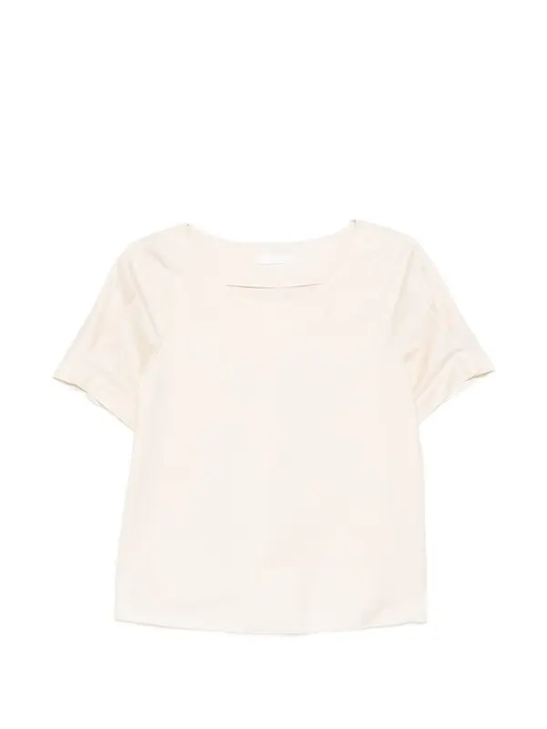 SUSANNE BOMMER Short Sleeve Pleated Cotton T-shirt - White