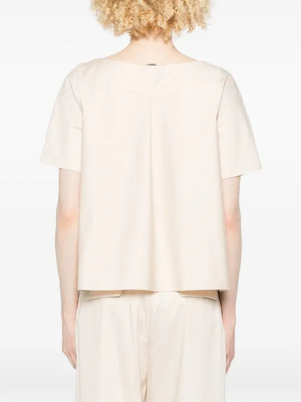 SUSANNE BOMMER Short Sleeve Pleated Cotton T-shirt - White
