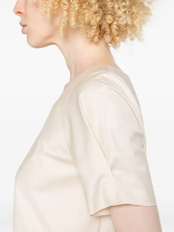 SUSANNE BOMMER Short Sleeve Pleated Cotton T-shirt - White