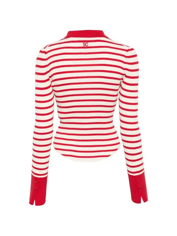 SEMICOUTURE Aida Striped Cotton Polo Shirt