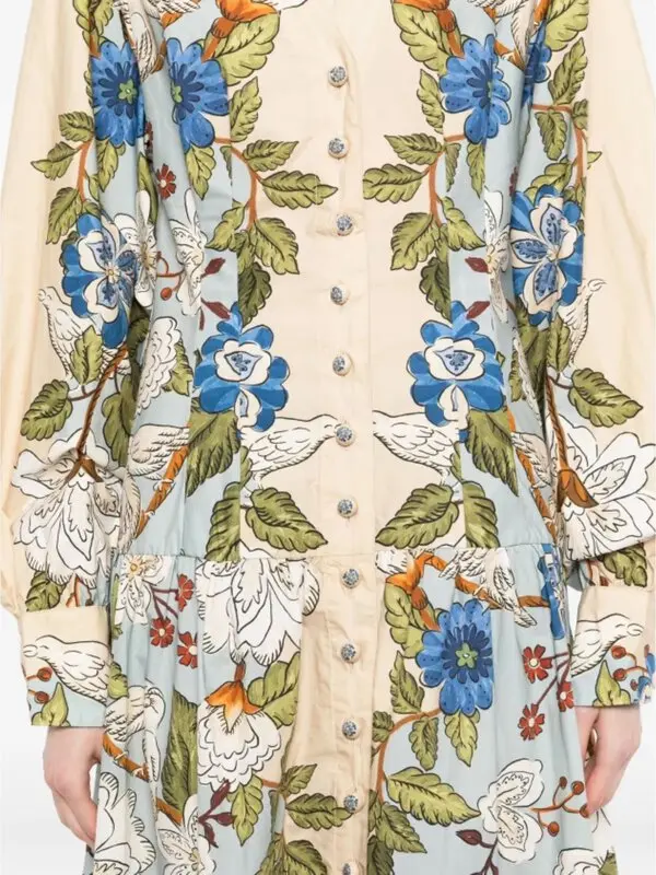 Farm Rio Garden Print Dress - Sky Blue