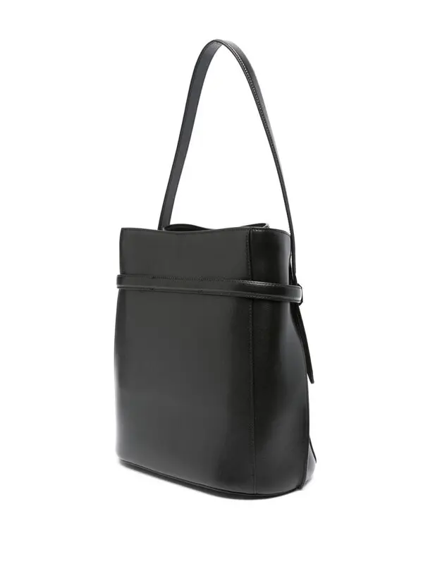 TOTEME Leather Belted Bucket Bag - Black