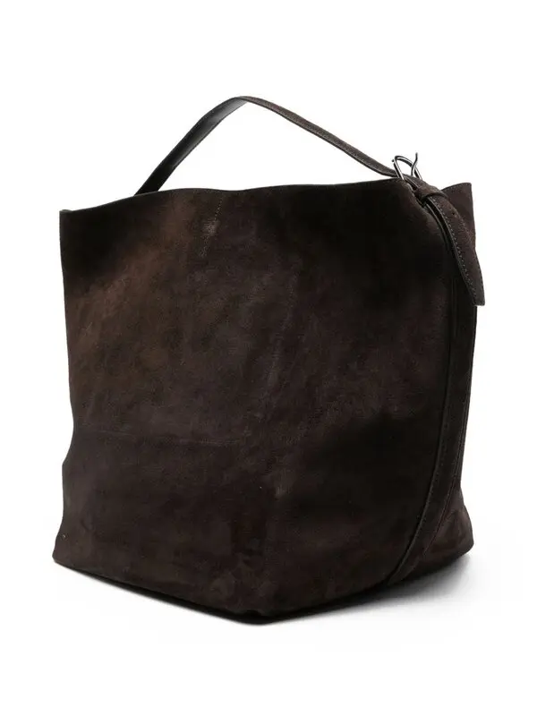 TOTEME Belted Suede Leather Tote - Brown