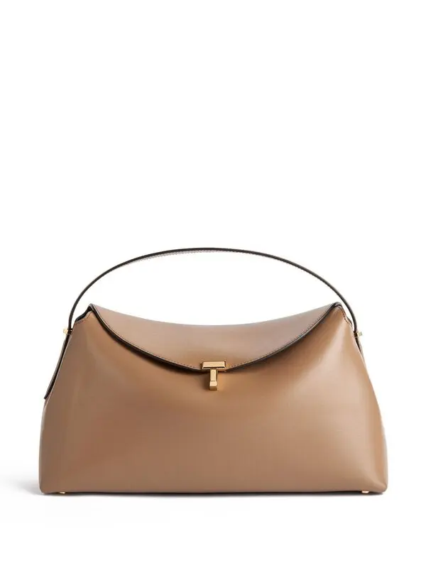 TOTEME T-lock Leather Clutch - Beige