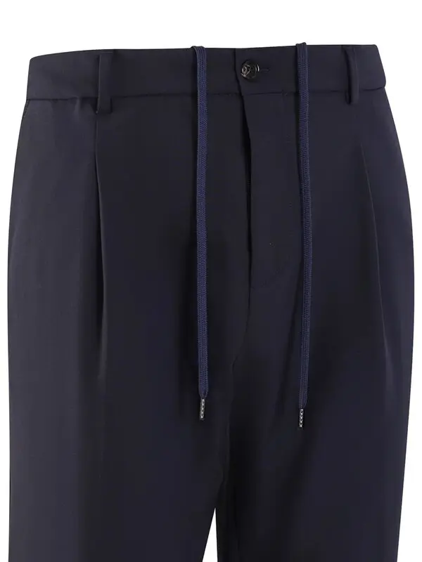 BE ABLE Pleated Drawstring Trousers - Blue