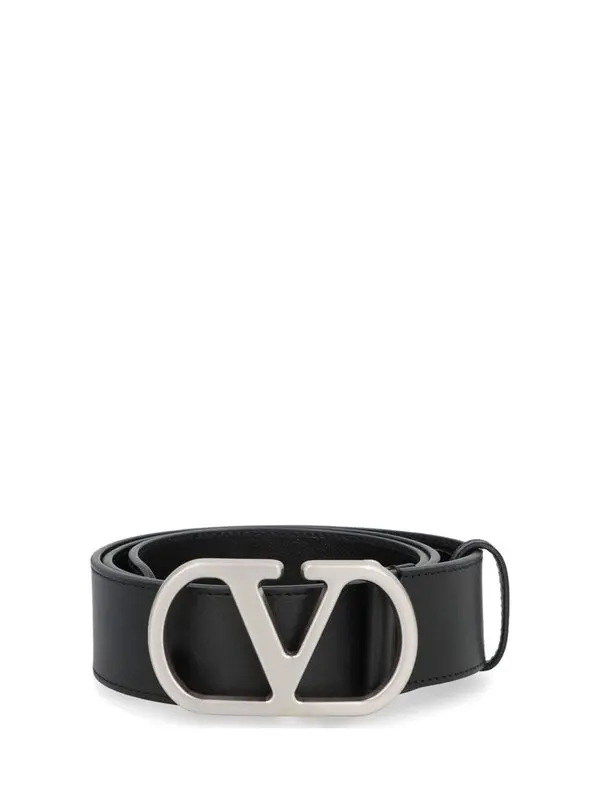 Valentino Garavani Vlogo Signature Leather Belt - Black