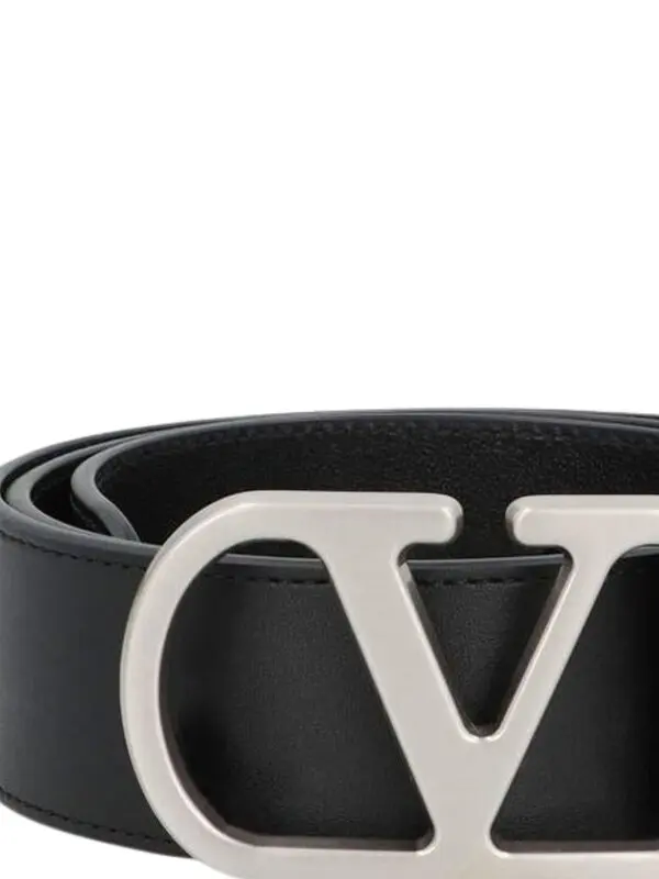 Valentino Garavani Vlogo Signature Leather Belt - Black