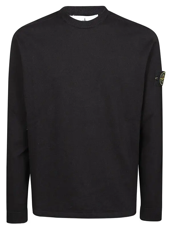 Stone Island Crewneck Sweater With Compass Motif - Blue