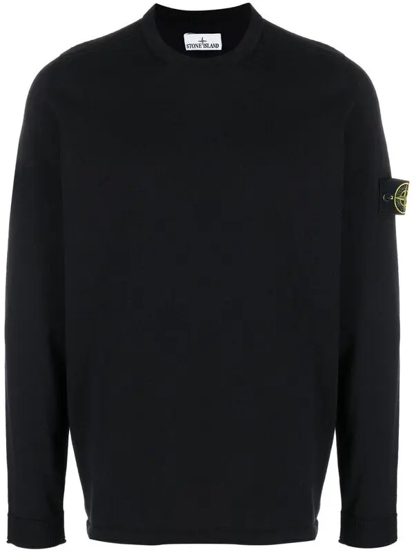 Stone Island Crewneck Sweater With Compass Motif - Blue