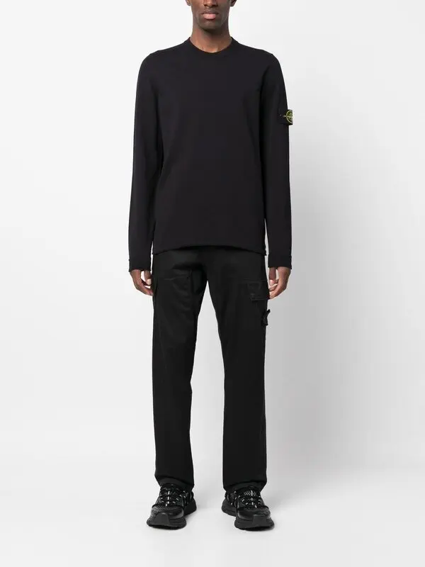 Stone Island Crewneck Sweater With Compass Motif - Blue