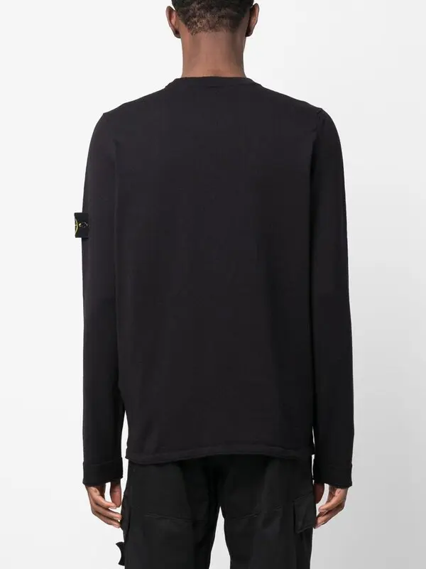 Stone Island Crewneck Sweater With Compass Motif - Blue