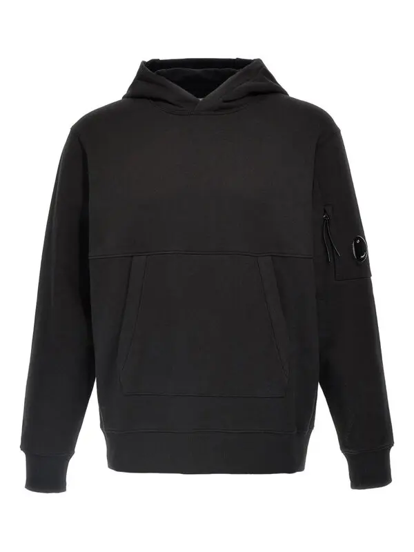 C.P. COMPANY Cotton Hoodie With Sleeve Pocket Detail - Black