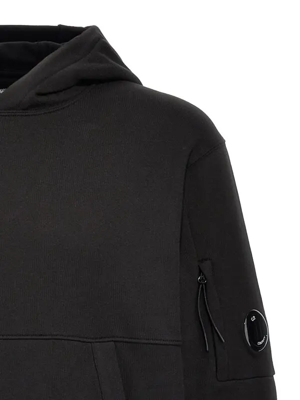 C.P. COMPANY Cotton Hoodie With Sleeve Pocket Detail - Black