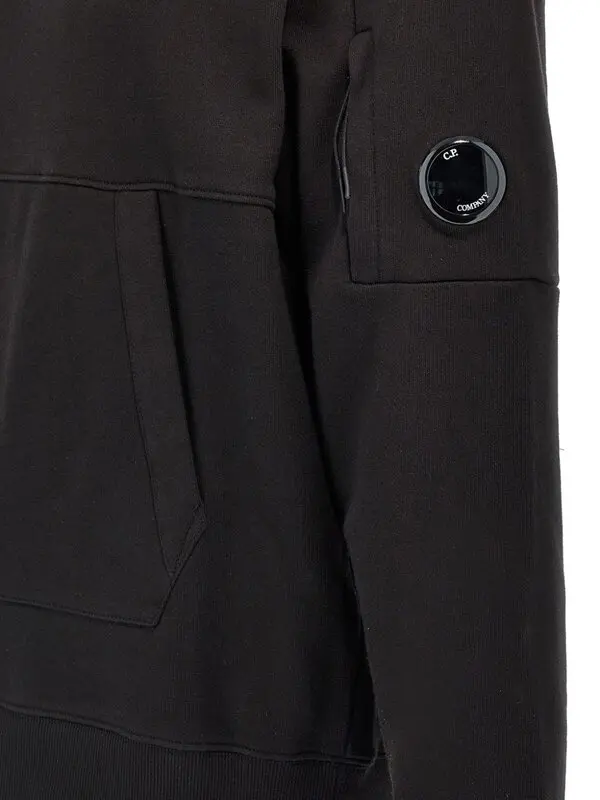 C.P. COMPANY Cotton Hoodie With Sleeve Pocket Detail - Black