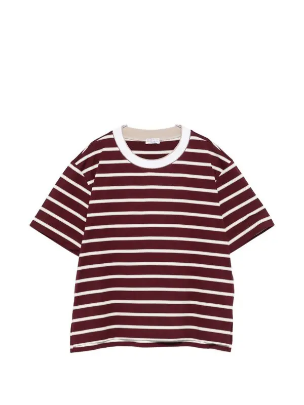 Brunello Cucinelli Striped Cotton T-shirt - Red
