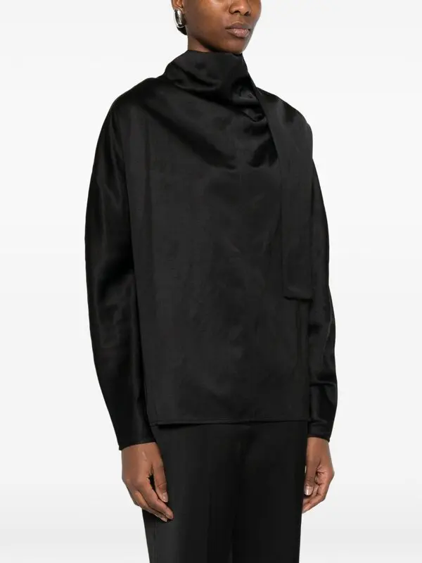 TOTEME Long-sleeved Draped Blouse - Black