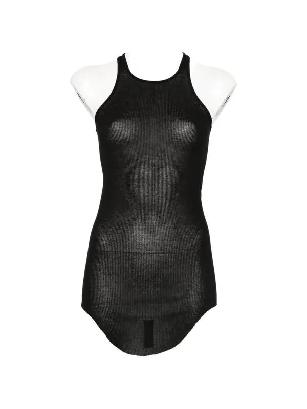 Rick Owens Asymmetrical Racerback Ribbed Tank Top - Black