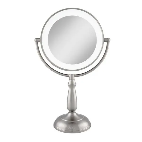 ZADRO Classic Lighted Makeup Mirror With 12x/1x, Touch Control - Satin Nickel