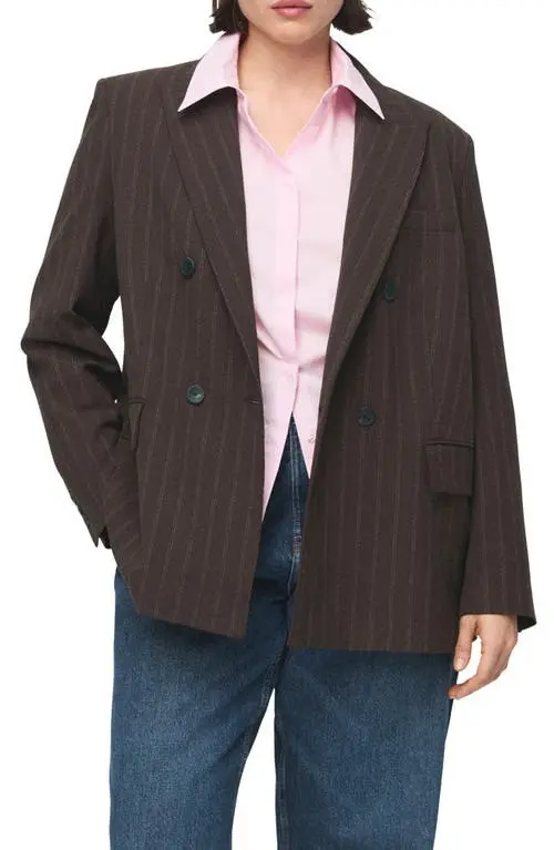 Mango Double-breasted Pinstripe Blazer