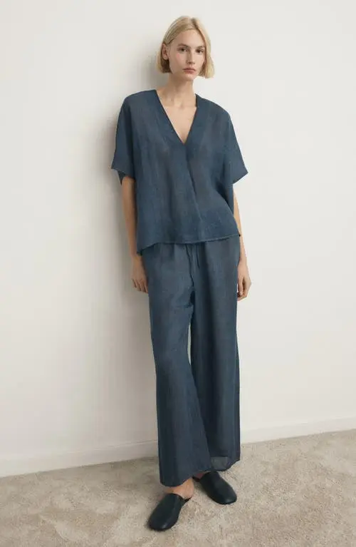 Mango Ramie Pajama Pants - Ink Blue