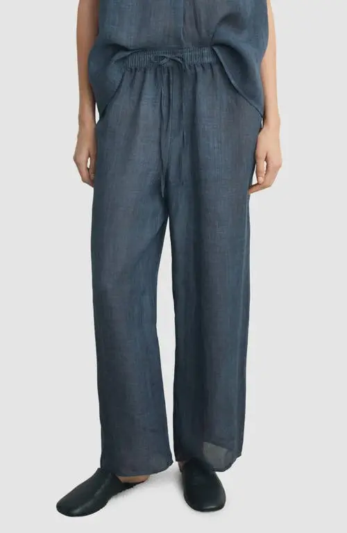 Mango Ramie Pajama Pants - Ink Blue