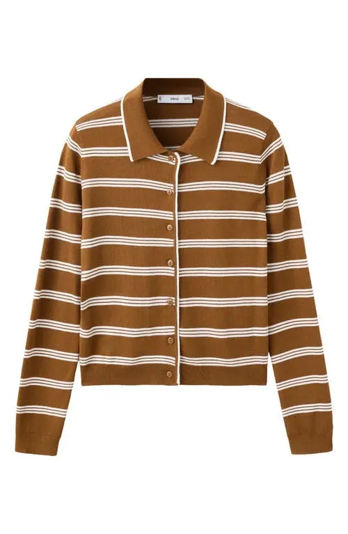 Mango Stripe Collared Cardigan