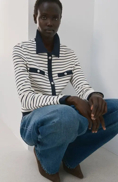 Mango Striped Cotton Cardigan