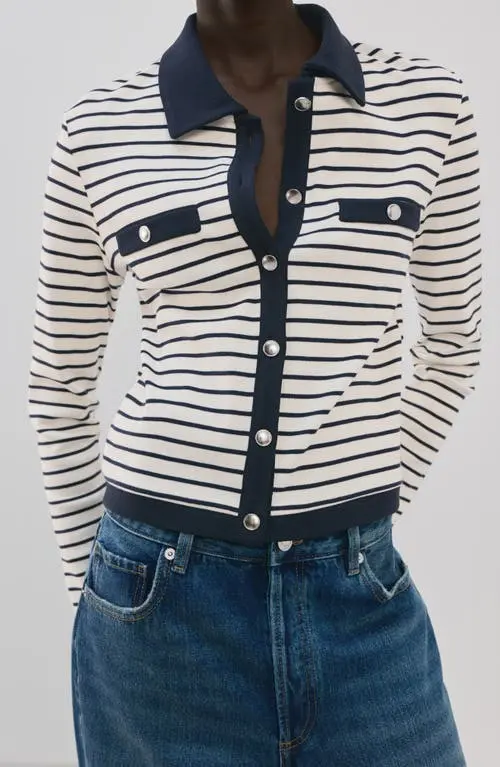 Mango Striped Cotton Cardigan