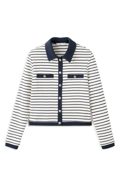Mango Striped Cotton Cardigan