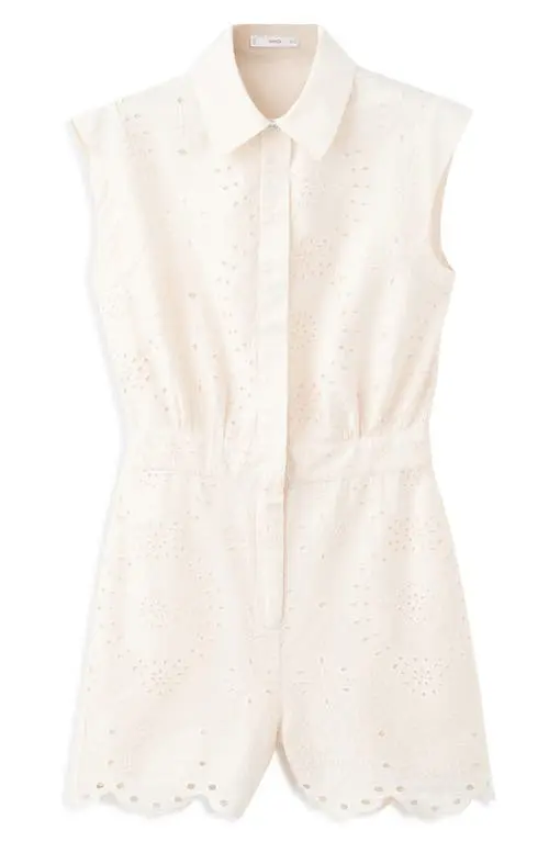 Mango Embroidered Cutwork Sleeveless Romper