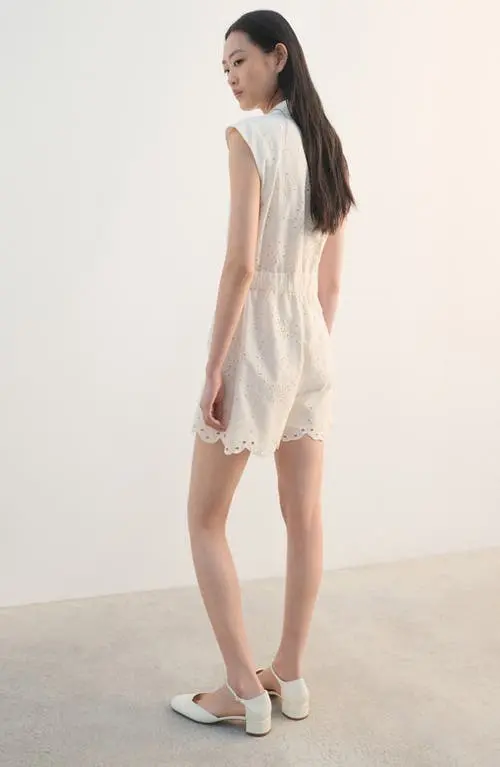 Mango Embroidered Cutwork Sleeveless Romper