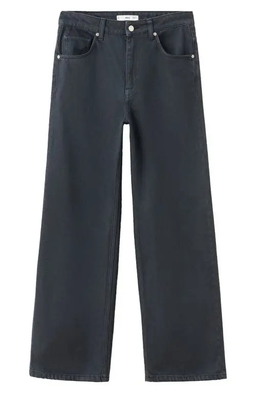 Mango Mid-rise Straight Leg Jeans - Charcoal