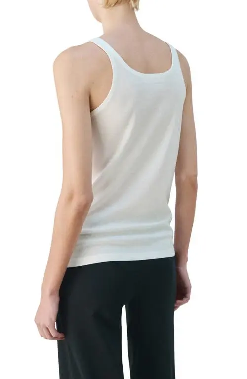 Mango Scoop Neck Cotton Tank - White