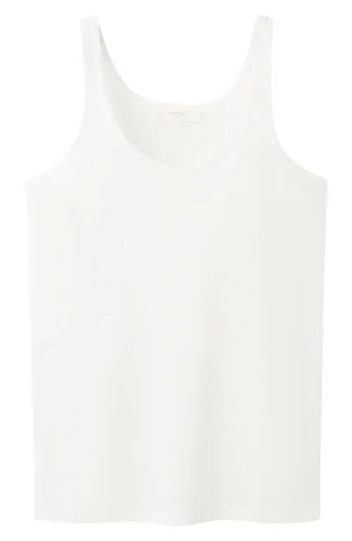Mango Scoop Neck Cotton Tank - White
